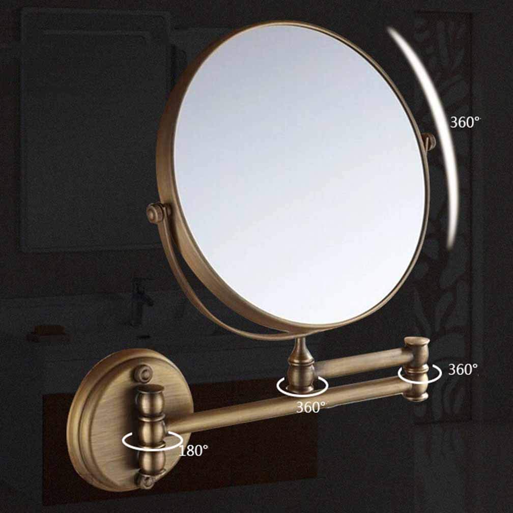 KARAOT Wall-Mounted Makeup Mirror, Shaving Mirror 3X Magnification, Normal Double-Sided Round Bathroom Vanity Mirror Swivel, Extendable and Folding, 360° Free Rotation, for Shaving, Makeup