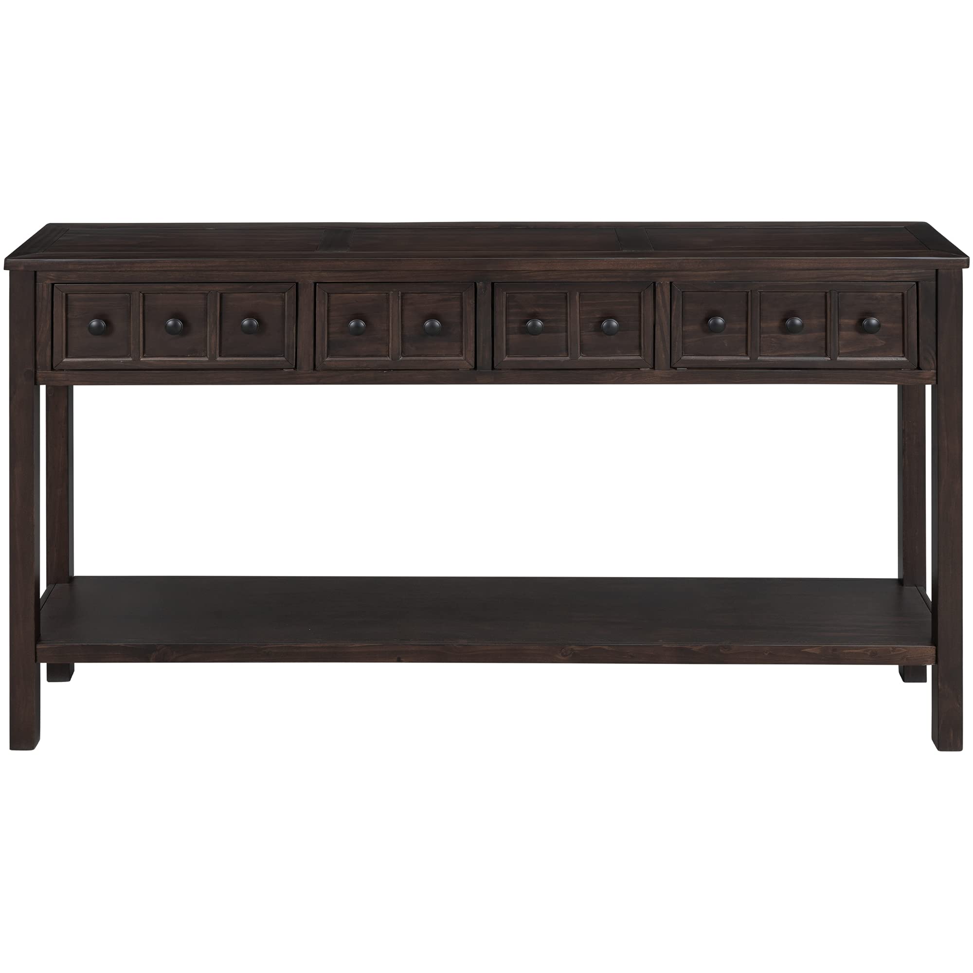 Zenvya Console Table Rustic Entryway Table 60" Long Sofa Table with 4 Drawers in Two Different Size and Bottom Shelf for Storage, or Entryway Living Room (Espresso)
