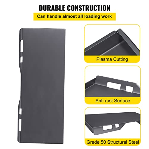 VEVOR 1/2" Skid Steer Attachment, Universal Quick Attach Mount Plate Compatible with Buckets, Plows, Forks and Tractors, Black