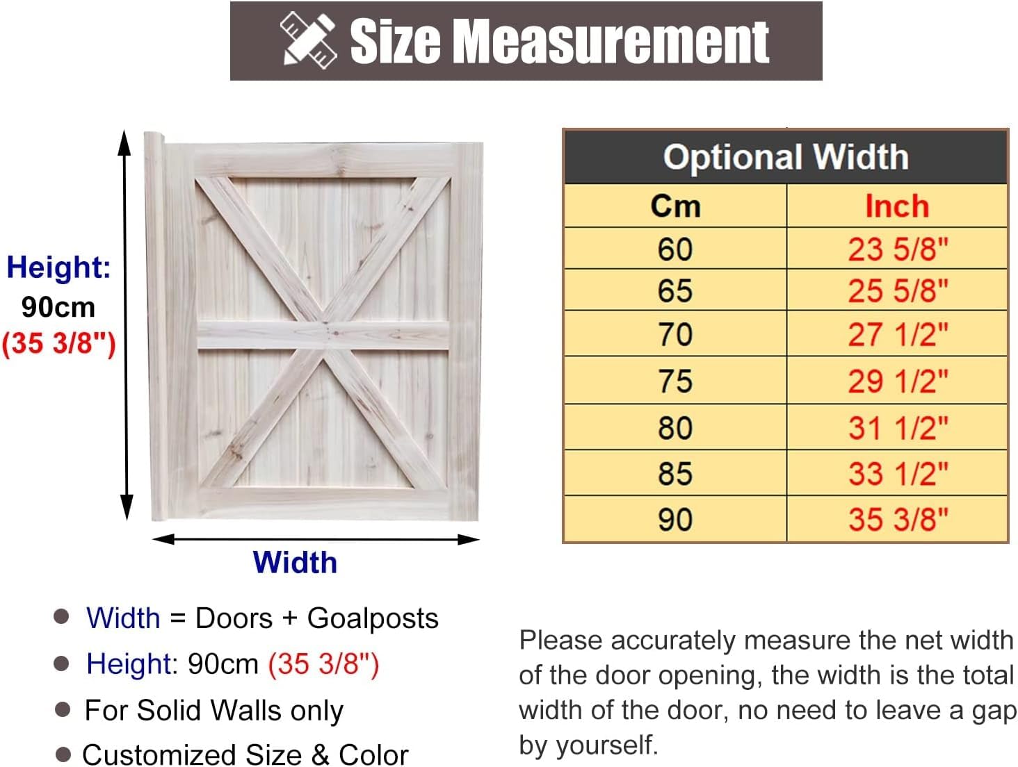 Swing Doors Unpainted, Interior Swinging Door Single Panel, Half Waist Cafe Door with Hinges, Bathroom Bar Butler Doors Interior (Size : W60xH90cm(23 5/8" x35 3/8"))