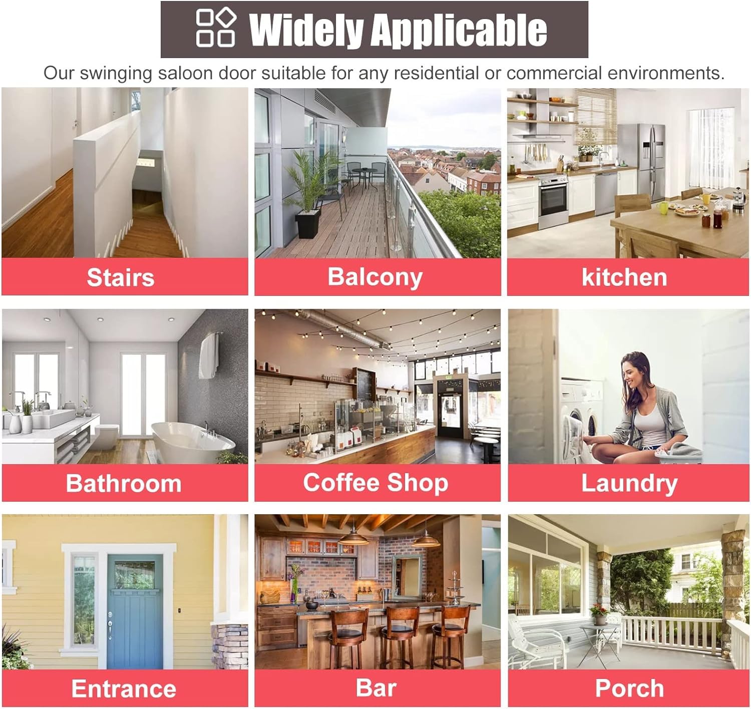 Swing Doors Unpainted, Interior Swinging Door Single Panel, Half Waist Cafe Door with Hinges, Bathroom Bar Butler Doors Interior (Size : W60xH90cm(23 5/8" x35 3/8"))