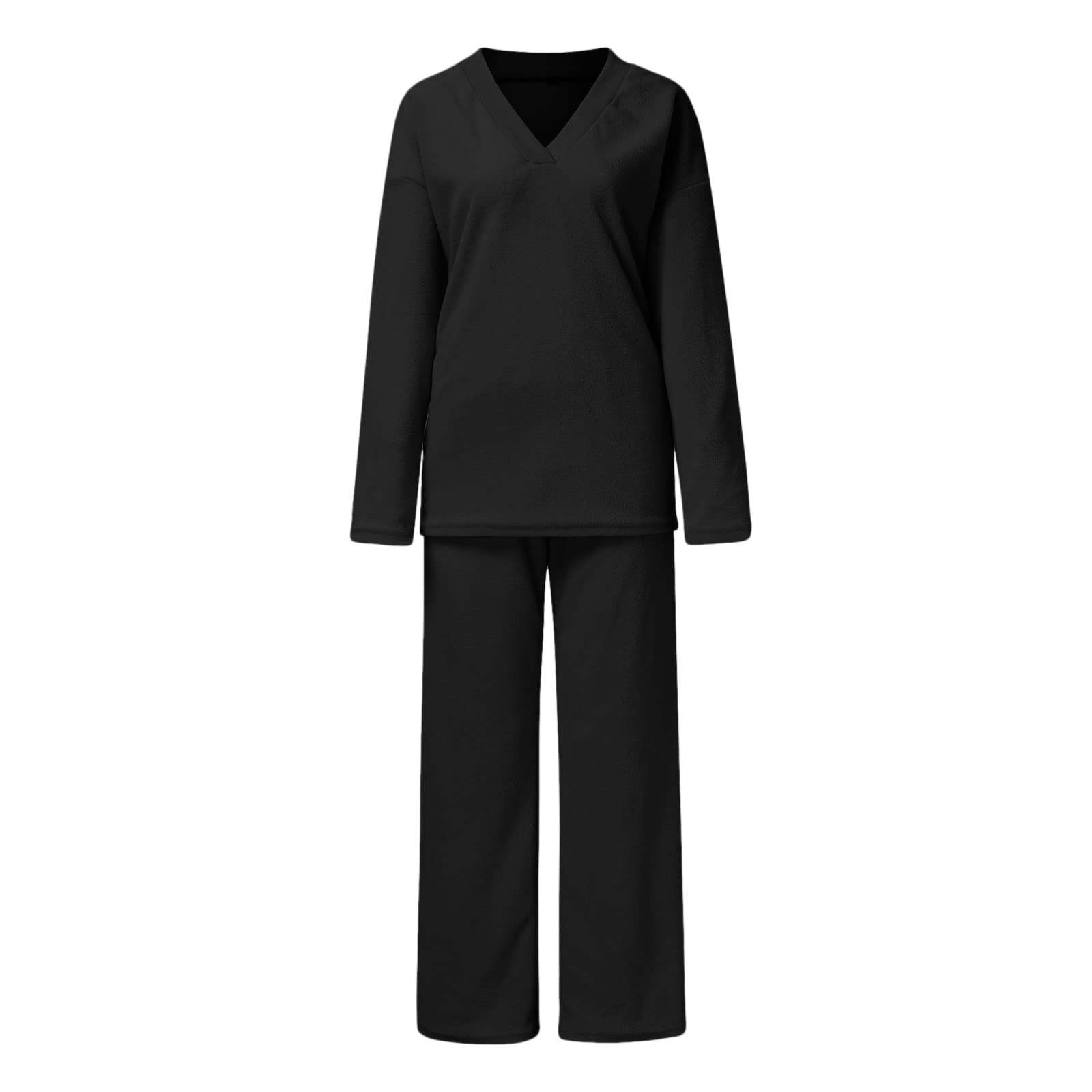 Aitaliwer 2 Piece Sweatsuits For Women With Long Jacket, Sweatpant And Sweatshirt Set Two Jogger Outfits Sleeve Athletic Suit Fashion Sports Black,Small