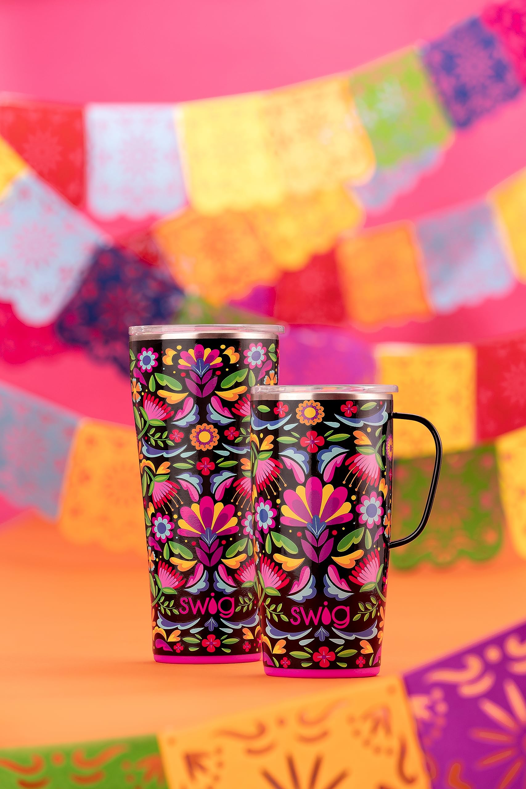 Swig Life Caliente Mega Set | 40oz Travel Mug with Handle and Lid + 32oz Triple Insulated Tumbler with Lid | Stainless Steel, Dishwasher Safe, Cup Holder Friendly Mug