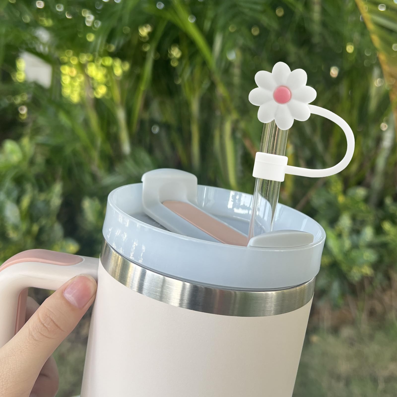Velaco 7Pcs 0.4in/10mm Diameter Silicone Straw Covers Cap Compatible with Stanley 20 30&40 Oz Cup, Straw Toppers for Stanley 40 Oz Tumbler with Handle, Dust-Proof Straw Caps for Water Bottle