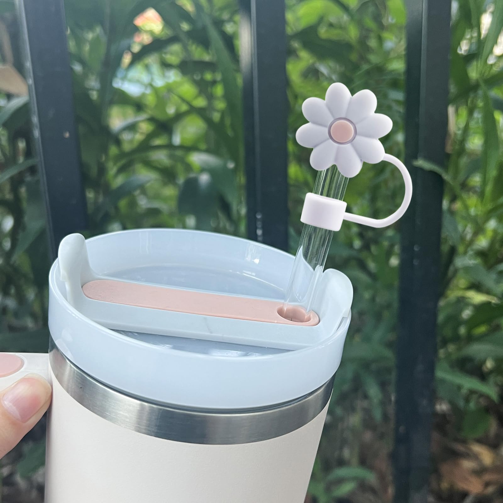 Velaco 7Pcs 0.4in/10mm Diameter Silicone Straw Covers Cap Compatible with Stanley 20 30&40 Oz Cup, Straw Toppers for Stanley 40 Oz Tumbler with Handle, Dust-Proof Straw Caps for Water Bottle