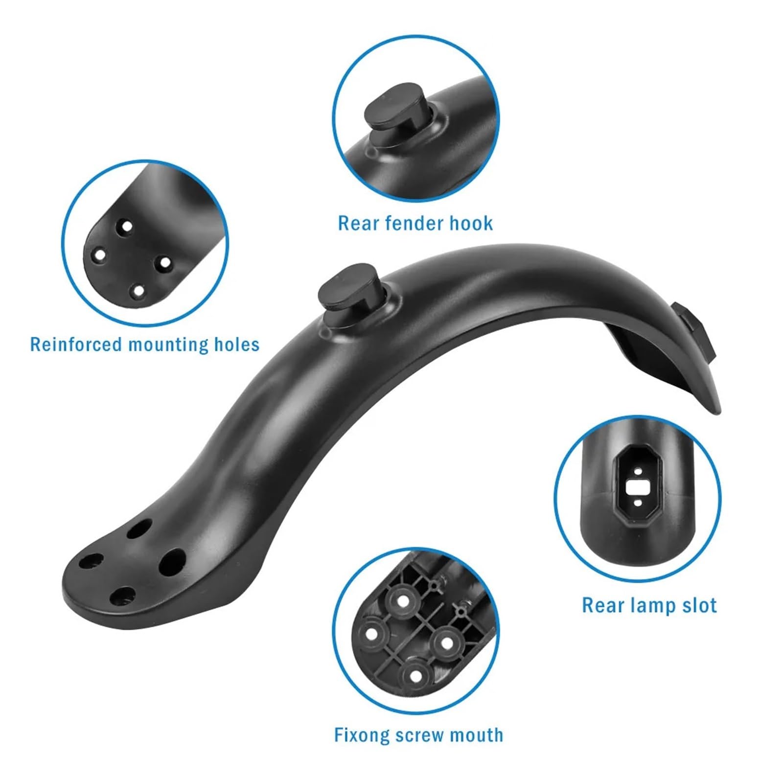 PRIMUZ Electric Scooter Rear Mudguard Bracket Tail Light Compatible with 4 Screws Fender Rubber Cap Set Compatible with 4 Holes E-Scooter Fenders Accessories (Color : White Set)