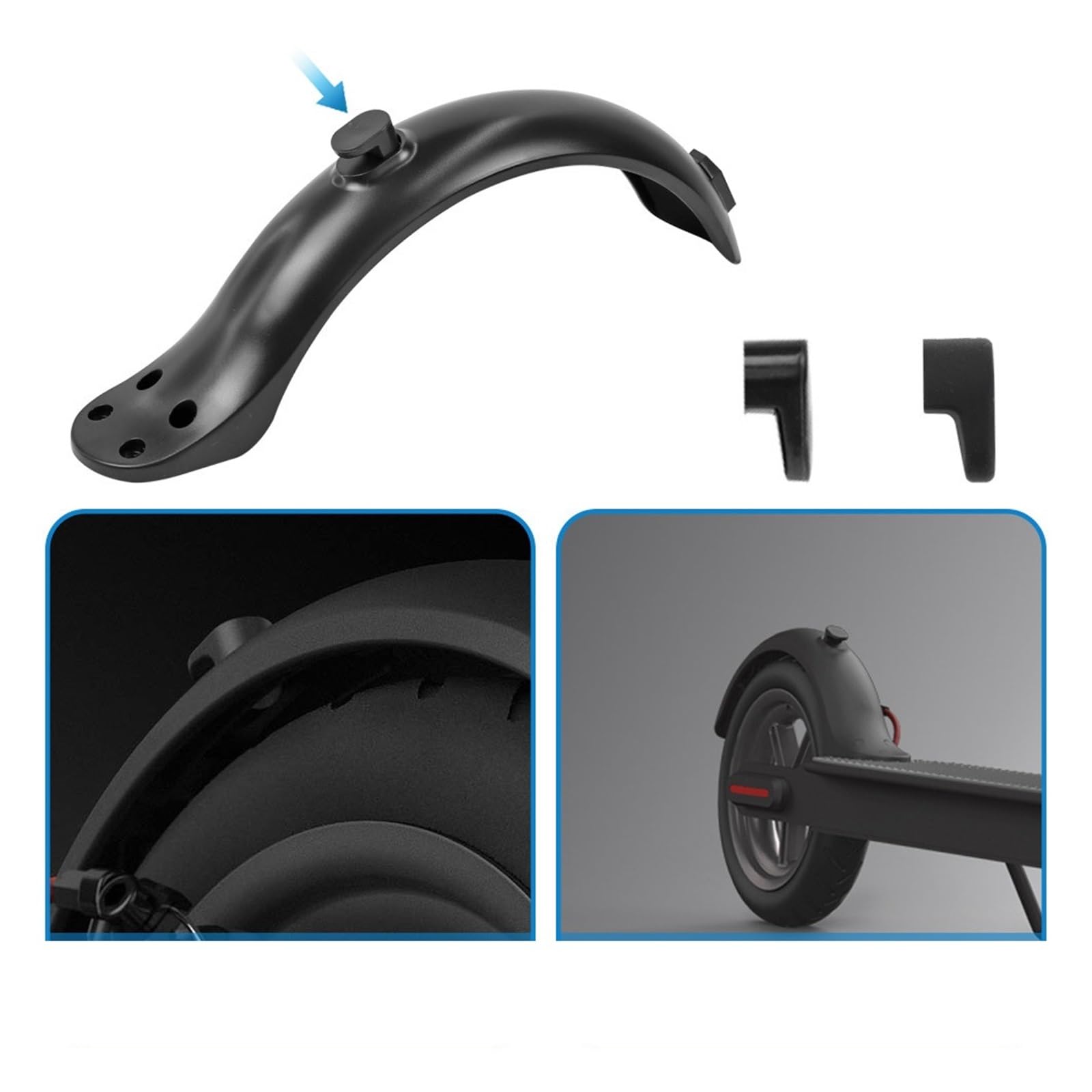 PRIMUZ Electric Scooter Rear Mudguard Bracket Tail Light Compatible with 4 Screws Fender Rubber Cap Set Compatible with 4 Holes E-Scooter Fenders Accessories (Color : White Set)