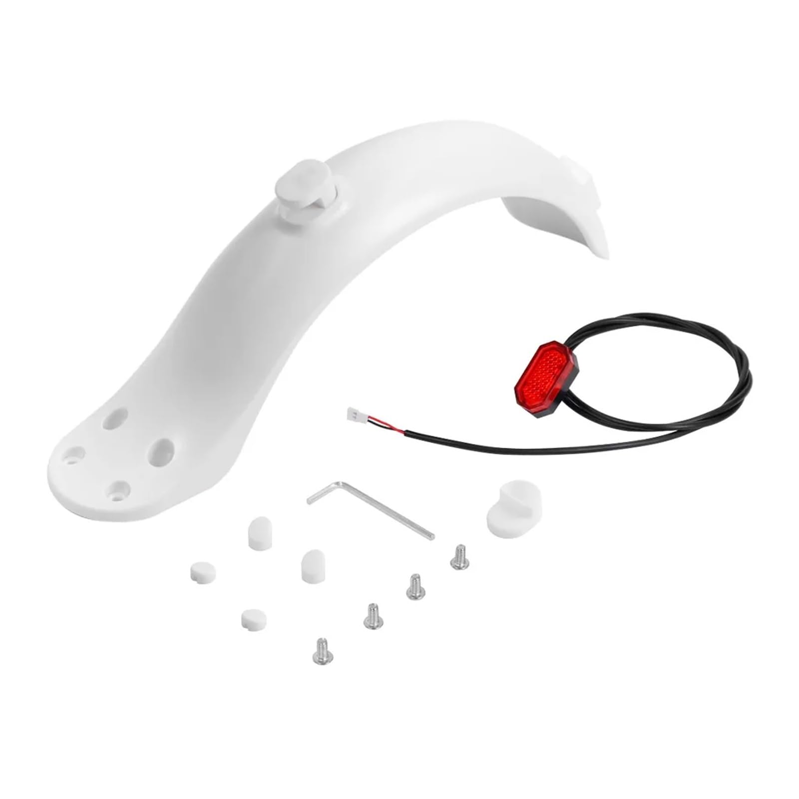 PRIMUZ Electric Scooter Rear Mudguard Bracket Tail Light Compatible with 4 Screws Fender Rubber Cap Set Compatible with 4 Holes E-Scooter Fenders Accessories (Color : White Set)
