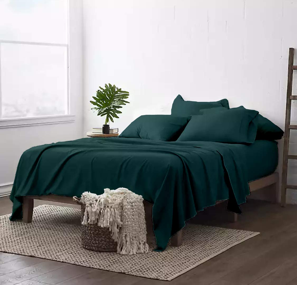 MGPS 100% Real Certified Organic Cotton Bedsheet Set, Full Size 6 Piece 1000 Thread Count Sheets Sets, [1 Fitted + 1 Flat + 4 Pillowcases], Extra 24" Deep Pocket - Teal Blue
