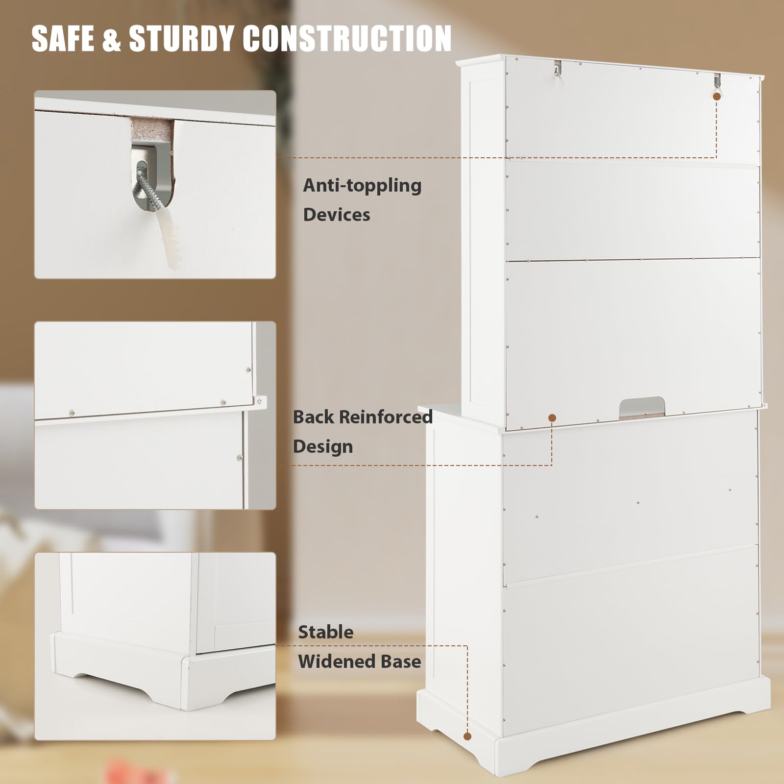 SILKYDRY 67” Kitchen Hutch Storage Cabinet, Tall Pantry Buffet Cabinet with Glass Doors, Adjustable Shelves, 2 Large Drawers, Dining Room Cupboard, Kitchen Hutch with Countertop