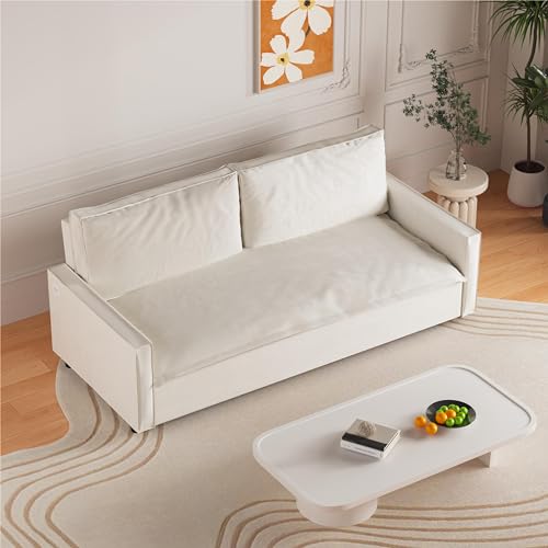 Eafurn Loveseat Sleeper, Beige Velet 63.8" Queen with USB Port