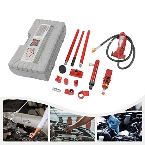 4 Ton Porta Power Kit 4 T Porta Power Hydraulic Jack Auto Shop Body Frame Repair Kit Tool Lift Ram w/Case for Hydraulic Equipment Construction Loadhandler Truck Bed Unloader Farm (4 Ton)