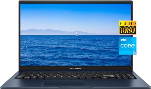 ASUS Newest Vivobook 15.6" FHD Lightweight Laptop, 16GB RAM, 512GB PCIe SSD, Intel Core i3-1215U(Beat i5-1135G7), Chiclet Keyboard, WiFi, Type-C, Camera, HDMI, Win 11, Quiet Blue, w/CUE Accessories
