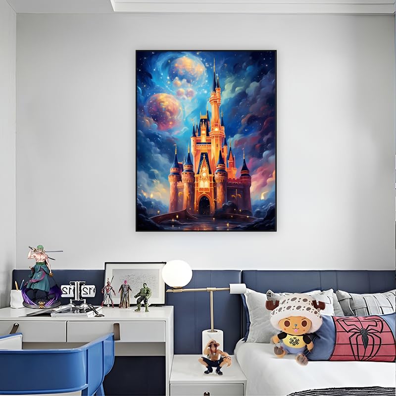 KS Diamond Painting Kits for Adults,5D DIY Full Drill Starry Sky Nightscape Castle Diamond Art Painting Kits DIY Adult Crafts 12x16inch
