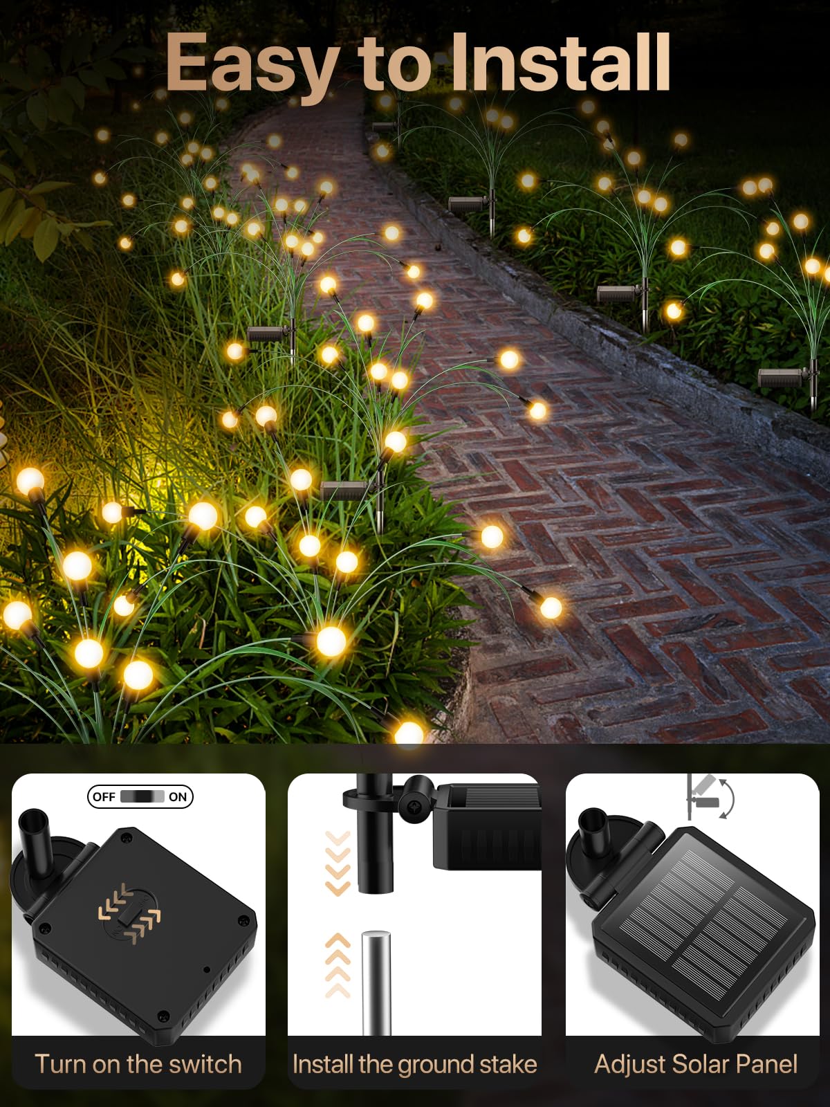 ONTROAD Garden Lights Solar Outdoor, πππ° ππ©π π«ππππ Leaf Design 60 LED Solar Lights for Outside Garden, Solar Garden Lights Outdoor Waterproof, Patio Yard Decoration, Warm White (6 Pack)