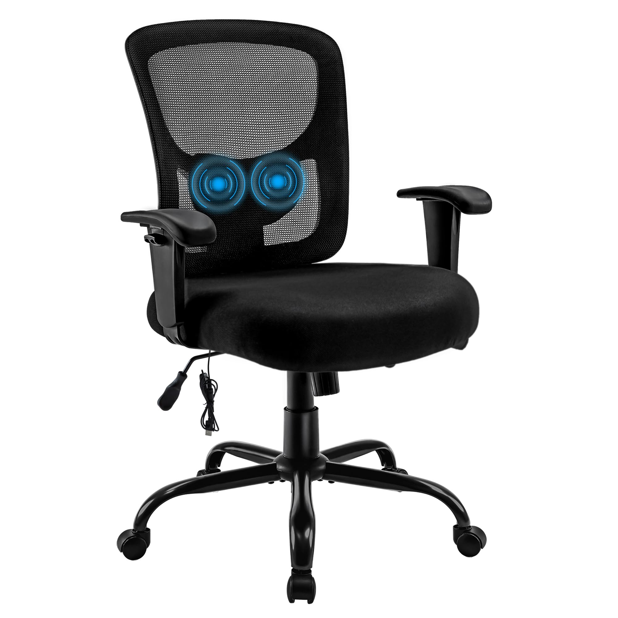 Home Office Chair for Big and Tall 400lbs Ergonomic Mesh Desk Chair with Adjustable Lumbar Support Arms High Back Wide Seat Task Executive Rolling Swivel Chair for Heavy People, Women Men