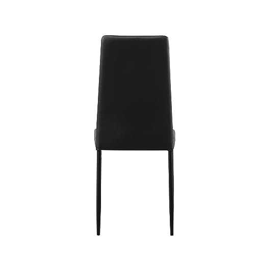 YISH W117094363 PU Leather Armless Side Set of 4 with Metal Legs, Cushioned Seat Accent Chair with Backrest for Dining Living Room Kitchen Lounge, Black