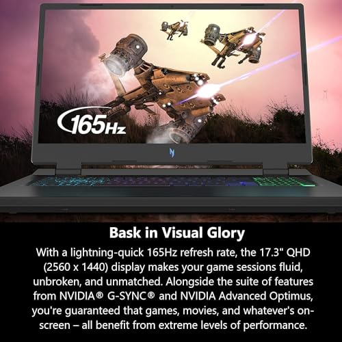 acer Nitro 17 Gaming Laptop 2023 Newest, 17.3" 165Hz 2.5K QHD Display, AMD Ryzen 7-7840HS, NVIDIA GeForce RTX 4060, 32GB DDR5, 1TB SSD, Backlit Keyboard, Windows 11 Home, with Laptop Stand