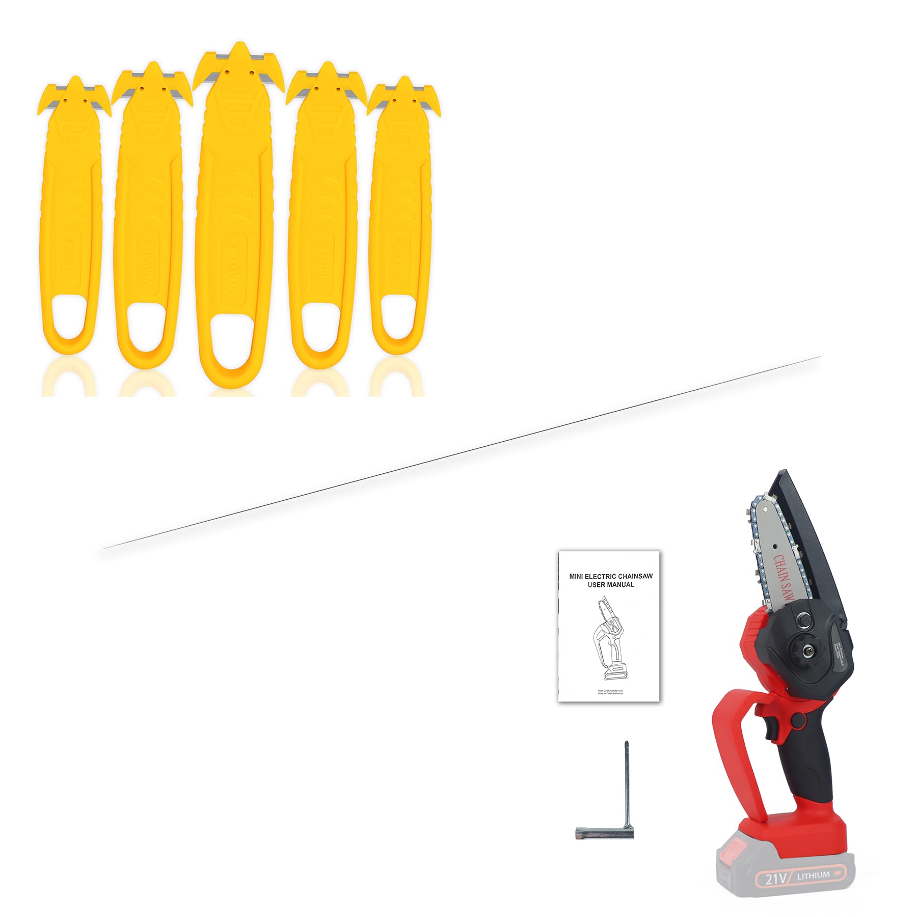 5-Pack Safety Box Cutter with Mini Chainsaw for Makita 18V Battery, T TOVIA 4 Inch One-Hand Cordless Chainsaw, Handheld Electric Chain Saw for Wood Cutting, Gardening, Tree Branch Trimming, Tools Only
