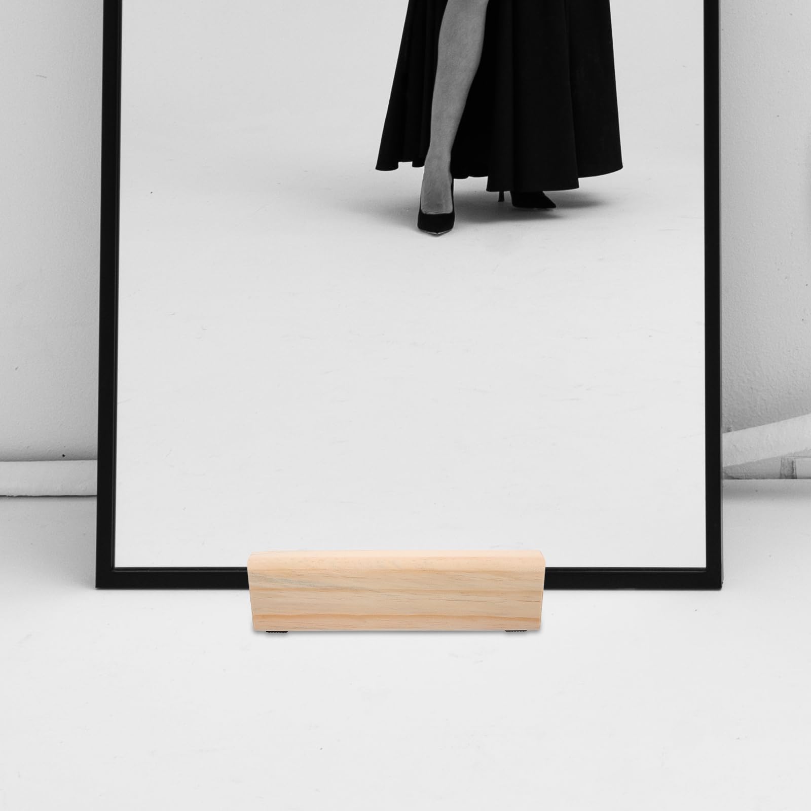 Angoily Full Body Mirror Stand, Wooden Artwork Rack, Anti-Skid Mirror Holder, Full Length Mirror Holder, Wood Display Mount Mirror Support Base, Floor Mirror Bracket (9.82X2.95X2.67 Inch)