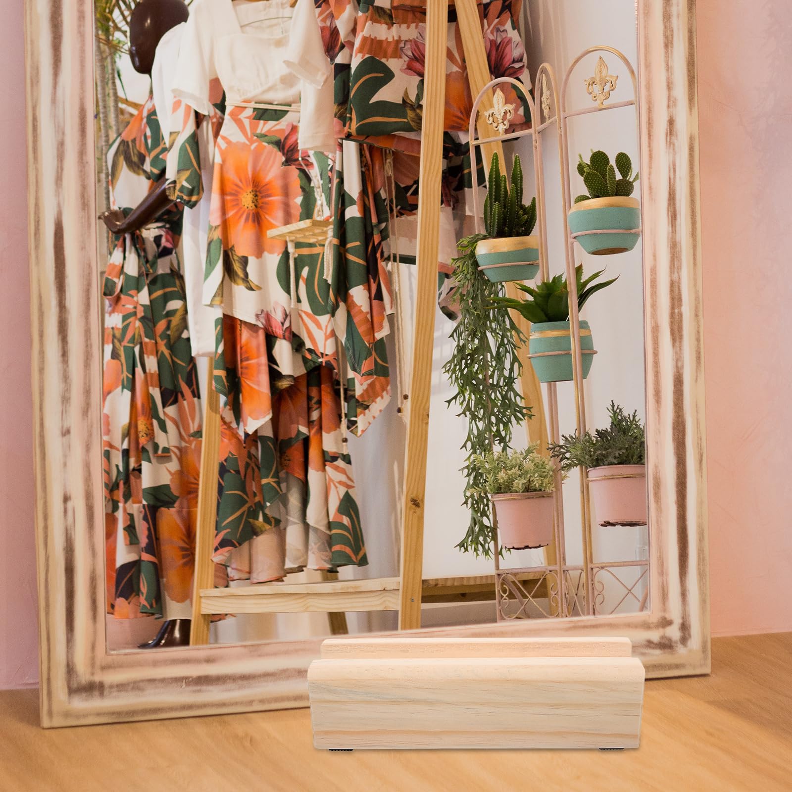 Angoily Full Body Mirror Stand, Wooden Artwork Rack, Anti-Skid Mirror Holder, Full Length Mirror Holder, Wood Display Mount Mirror Support Base, Floor Mirror Bracket (9.82X2.95X2.67 Inch)