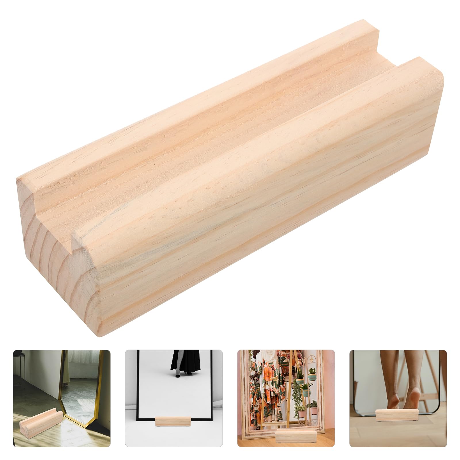 Angoily Full Body Mirror Stand, Wooden Artwork Rack, Anti-Skid Mirror Holder, Full Length Mirror Holder, Wood Display Mount Mirror Support Base, Floor Mirror Bracket (9.82X2.95X2.67 Inch)