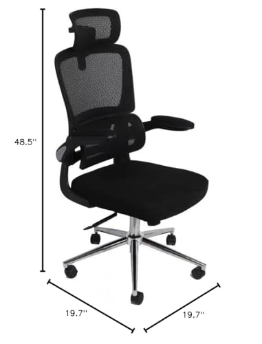 BAOMKONG Office Chair with Flip Up Arms High Back Desk Chair,Adjustable Headrest and Tilt Function,Support 360°Swivel Computer Chair Task Chair,Executive Chair (Black)