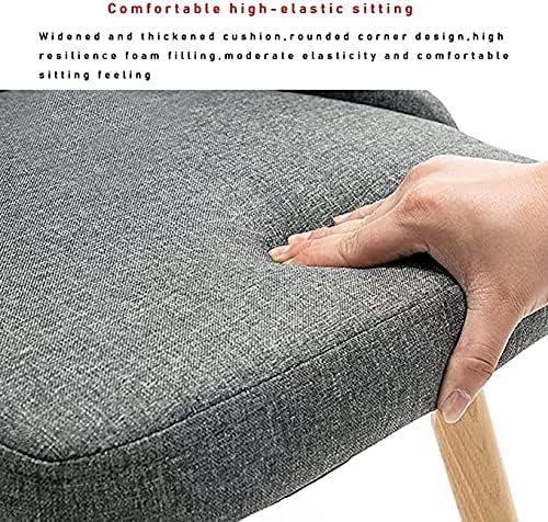 SHAWLA Chairs Cotton Linen Dining Chair,Solid Wood Reception Chair Kitchen Counter Makeup Room Lounge Counter Chairs Side Chair (Color:Dark Blue)
