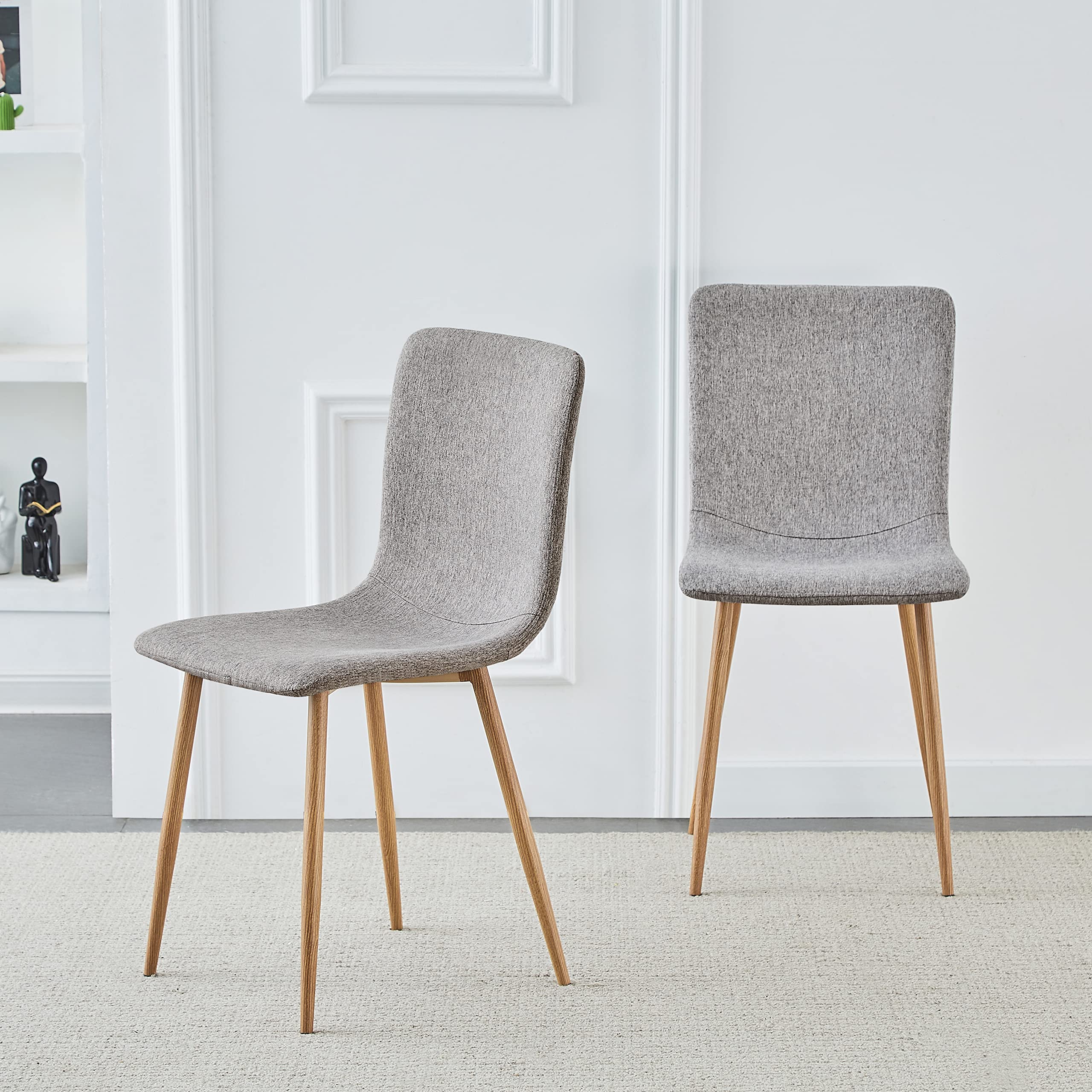 wOod-it Dining Chairs Set of 2, Pre Assembled Fabric Chair Set Upholstered with Oak Legs Mid Century Modern for Dining Room, Kitchen, 15.4" W x 16.5" D x 33.7" H