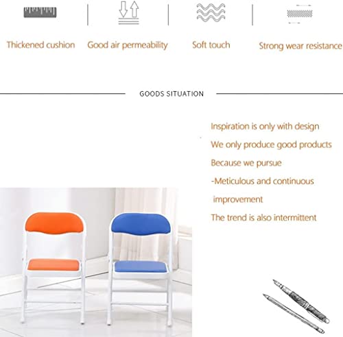 Chairs Chair Sturdy Folding Chair, Camping Chair, Padded Backrest, No Armrests, Household Dining Chairs Sturdy Legs Event Chair (Color : Orange, Size : 20.9in)