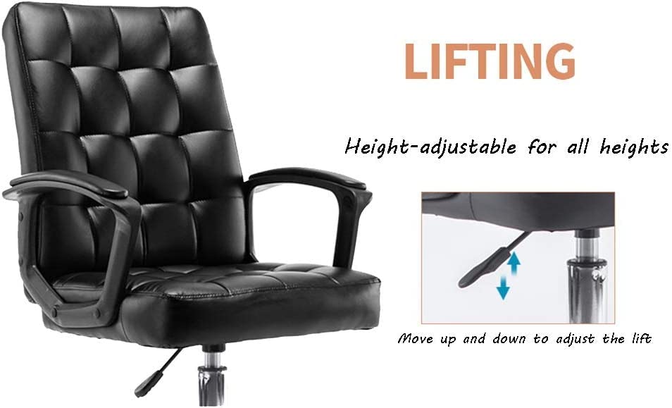 SHAWLA Chairs Mid-Back Flannel Adjustable Computer Office Desk Chair Lifting Study Chair (Color:Black)