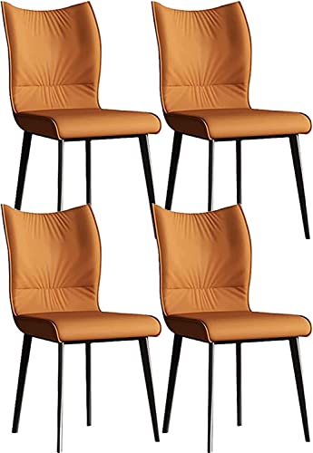 Chairs Kitchen Dining Chairs Set of 4 Modern Upholstered Dining Chairs Soft PU Leather Cushion Seat Business Reception Chair (Color:Orange)