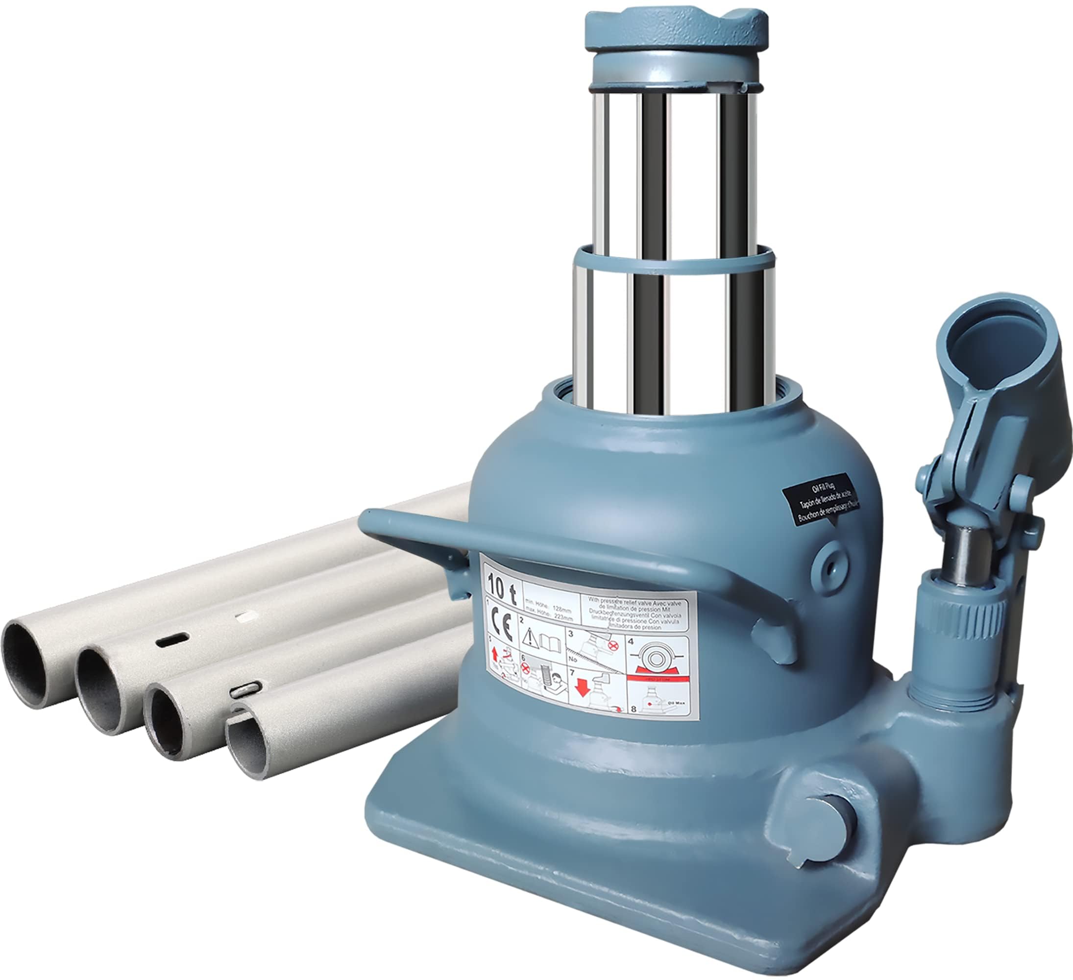TCE ATH810002U-1 Torin Double Ram Low Profile Welded Bottle Jack for Car Auto Repair and House Lift, 10 Ton (20,000 LBs) Capacity