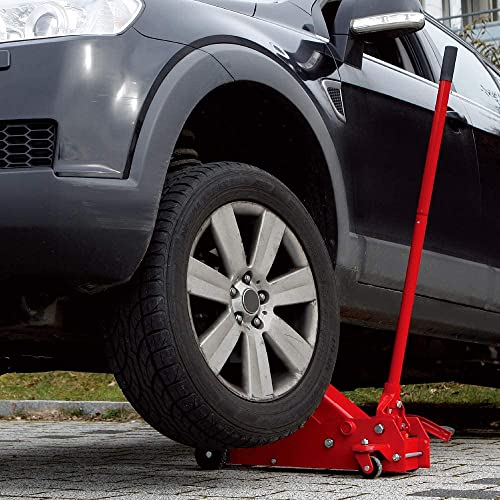 BIG RED T83014-2 Torin Floor Jack: Hydraulic Pro Series Car Jack with Foot Pedal and Single Quick Lift Piston Pump, 7,000 lbs. Capacity, Red