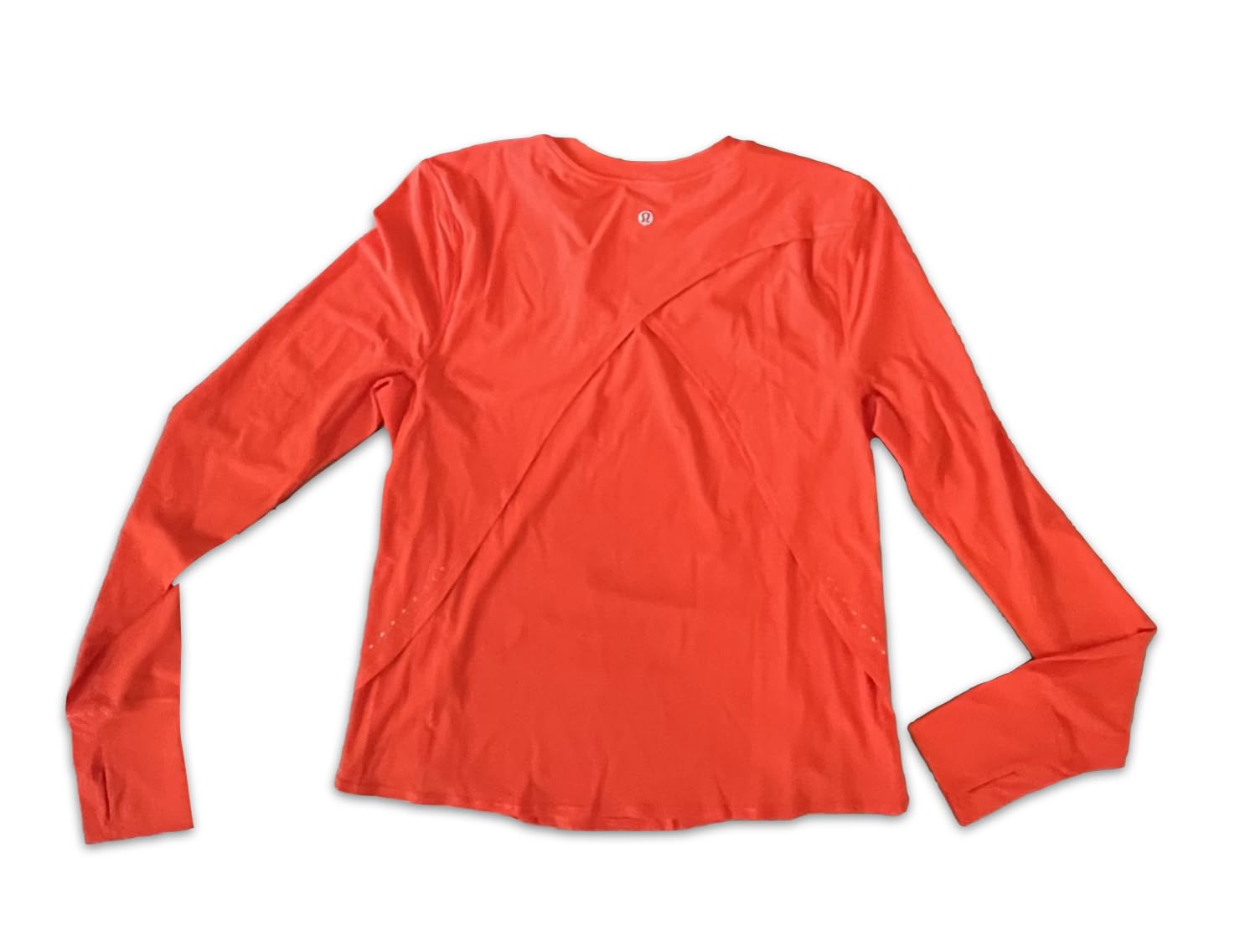 lululemon Womens UV Protection Folds Over Running Long Sleeve Shirt Slim Fit Size 8 Top Orange SLRO