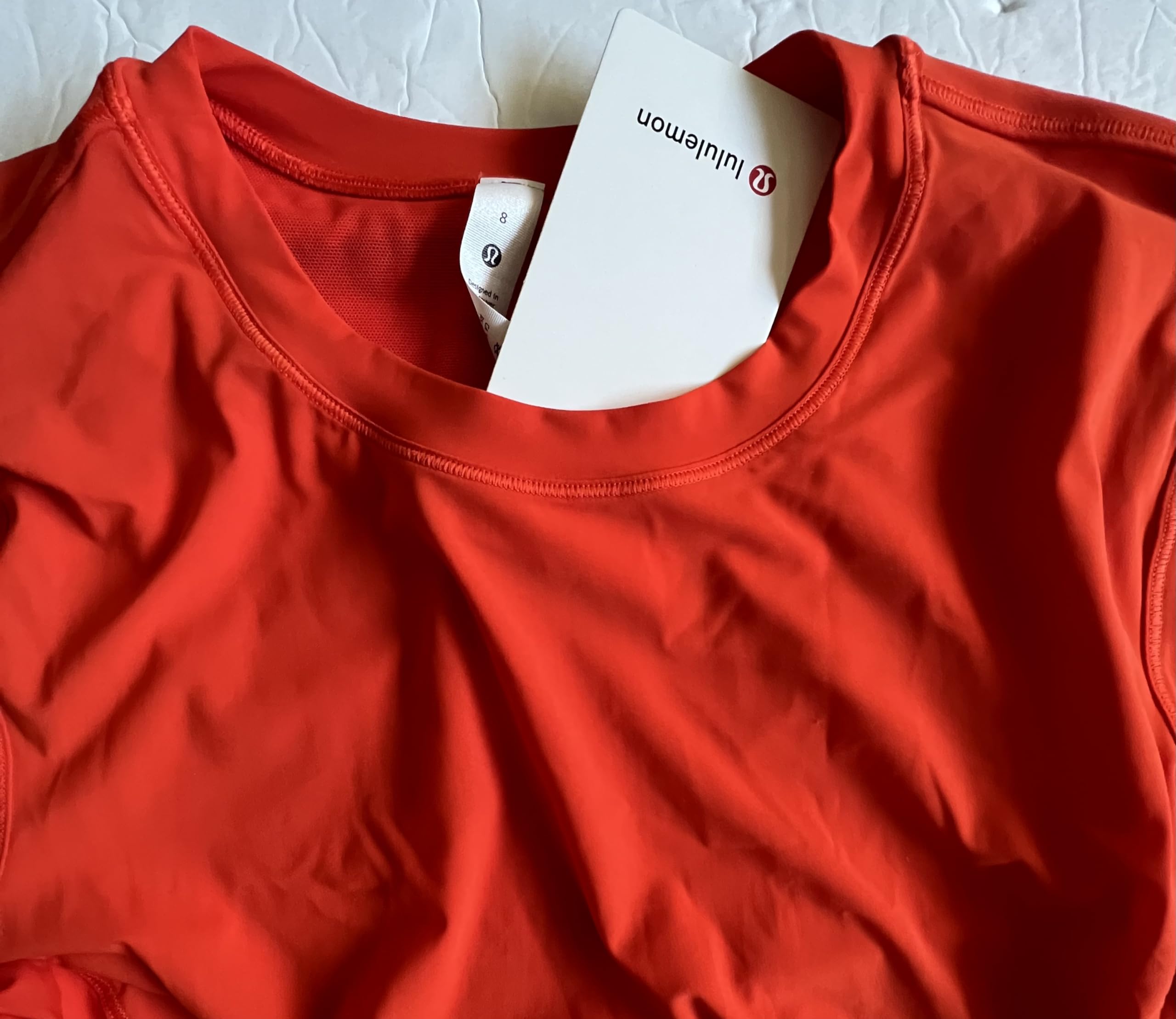 lululemon Womens UV Protection Folds Over Running Long Sleeve Shirt Slim Fit Size 8 Top Orange SLRO