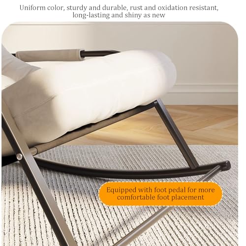 BREAUX Faux Leather Nursery Glider Rocker with Comfortable Padded Seat Solid Wood Base,Outdoor Patio Rocking Chair,Modern Lounge Egg Chair for Indoor & Outside(D)
