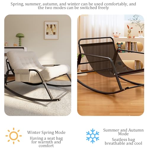BREAUX Faux Leather Nursery Glider Rocker with Comfortable Padded Seat Solid Wood Base,Outdoor Patio Rocking Chair,Modern Lounge Egg Chair for Indoor & Outside(D)