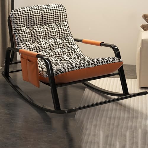 BREAUX Faux Leather Nursery Glider Rocker with Comfortable Padded Seat Solid Wood Base,Outdoor Patio Rocking Chair,Modern Lounge Egg Chair for Indoor & Outside(D)