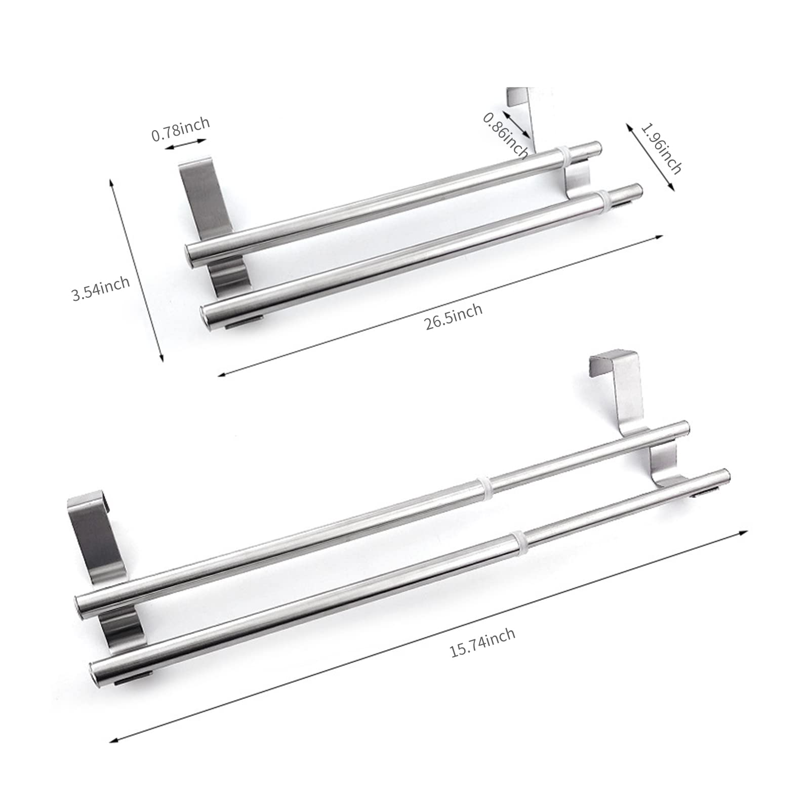ADBEN Expandable Double Towel er Over Cabinet Cupboard Doors Stainless Steel Bath Towel Bar Towel Clothes er Towel Rack Holder for Bathroom Kitchen Towel Storage Shelf