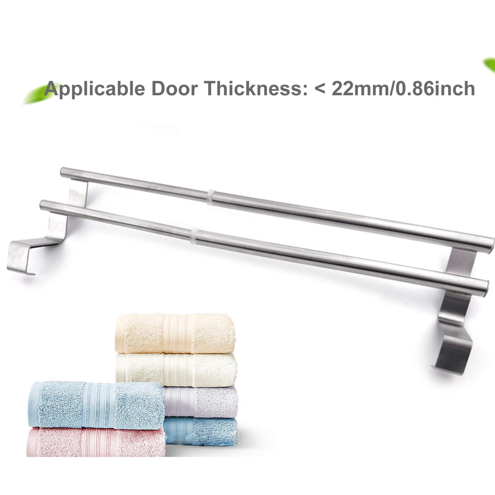 ADBEN Expandable Double Towel er Over Cabinet Cupboard Doors Stainless Steel Bath Towel Bar Towel Clothes er Towel Rack Holder for Bathroom Kitchen Towel Storage Shelf
