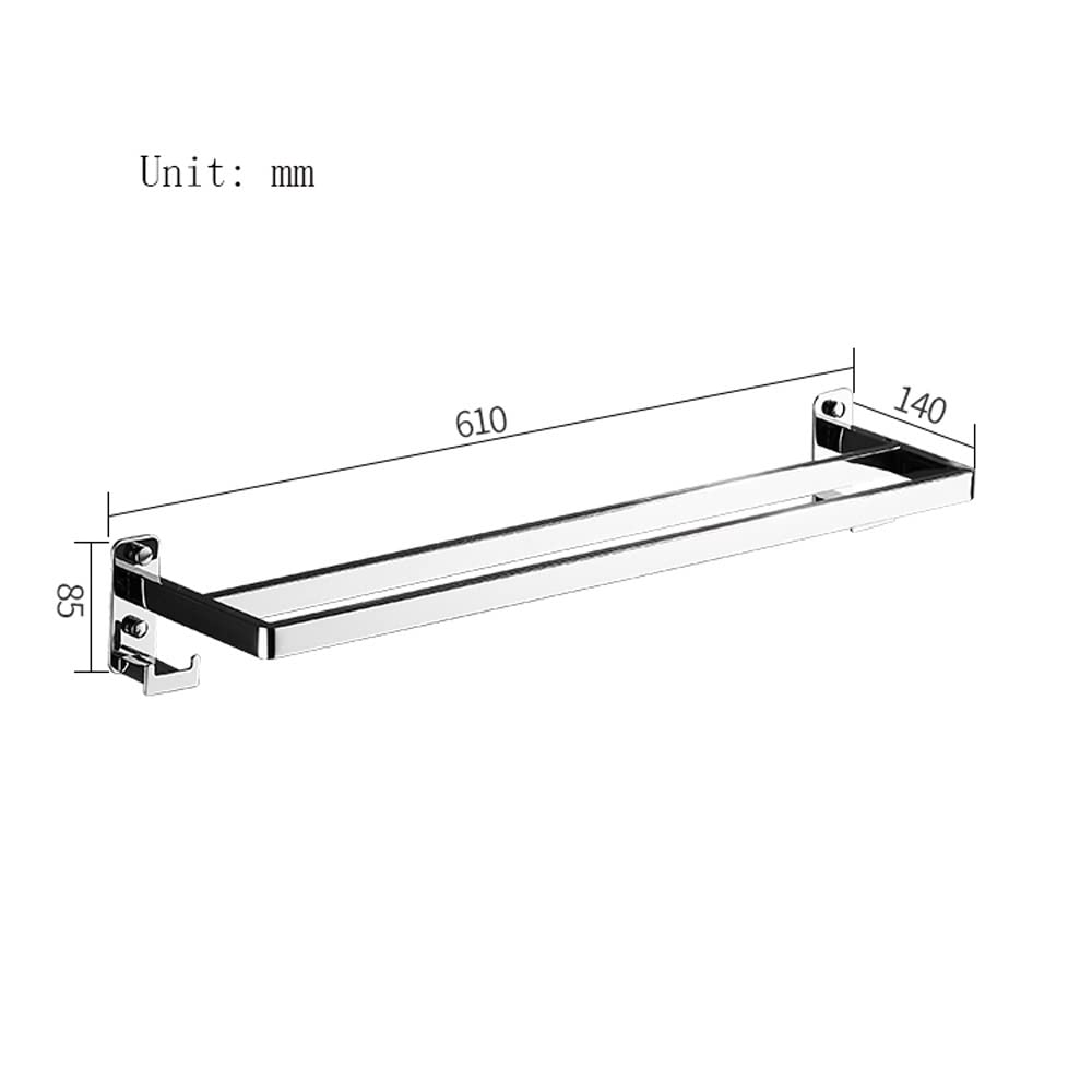 Wall Mounted Thick Towel Rail Extension Bathroom Pendant Bath Towel Shelves Towel Rack Double Rod 304 Stainless Steel Bathroom Towel Shelf Chrome Finish Bathroom Accessories