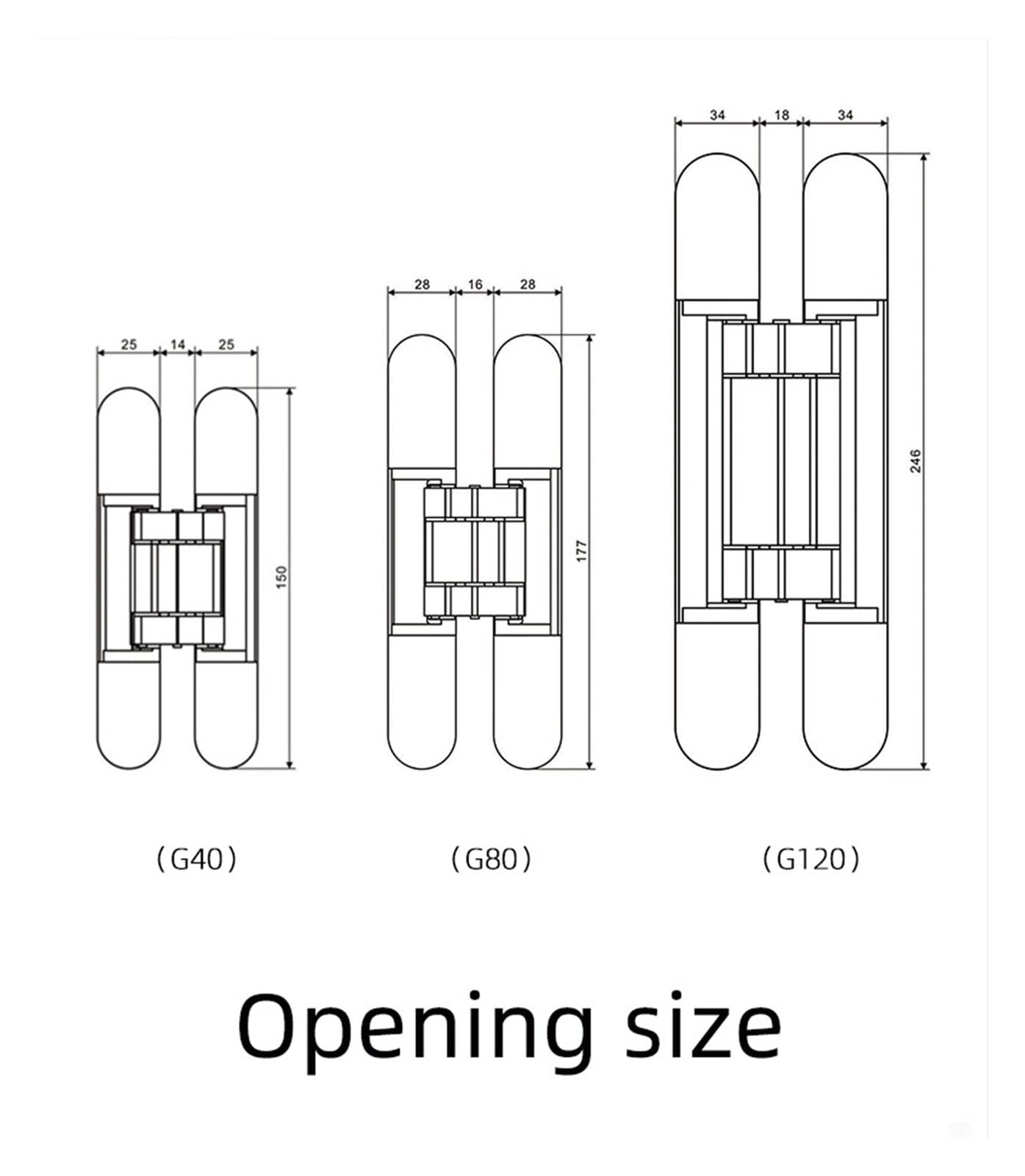 Hinges 40KG/80KG/120KG Hidden Folding Wood Door Heavy Duty Hinge Concealed Furniture Hardware Cabinet Hinge (Color : Black, Size : G80)