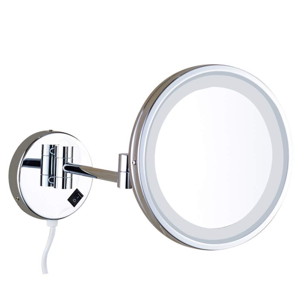 ESRADA Bathroom Mirror Makeup Mirror Extendable Single Side Bathroom Mirror 3X Magnification Folding Round Shape Cosmetic Vanity Mirror (Metal 8.5inch)