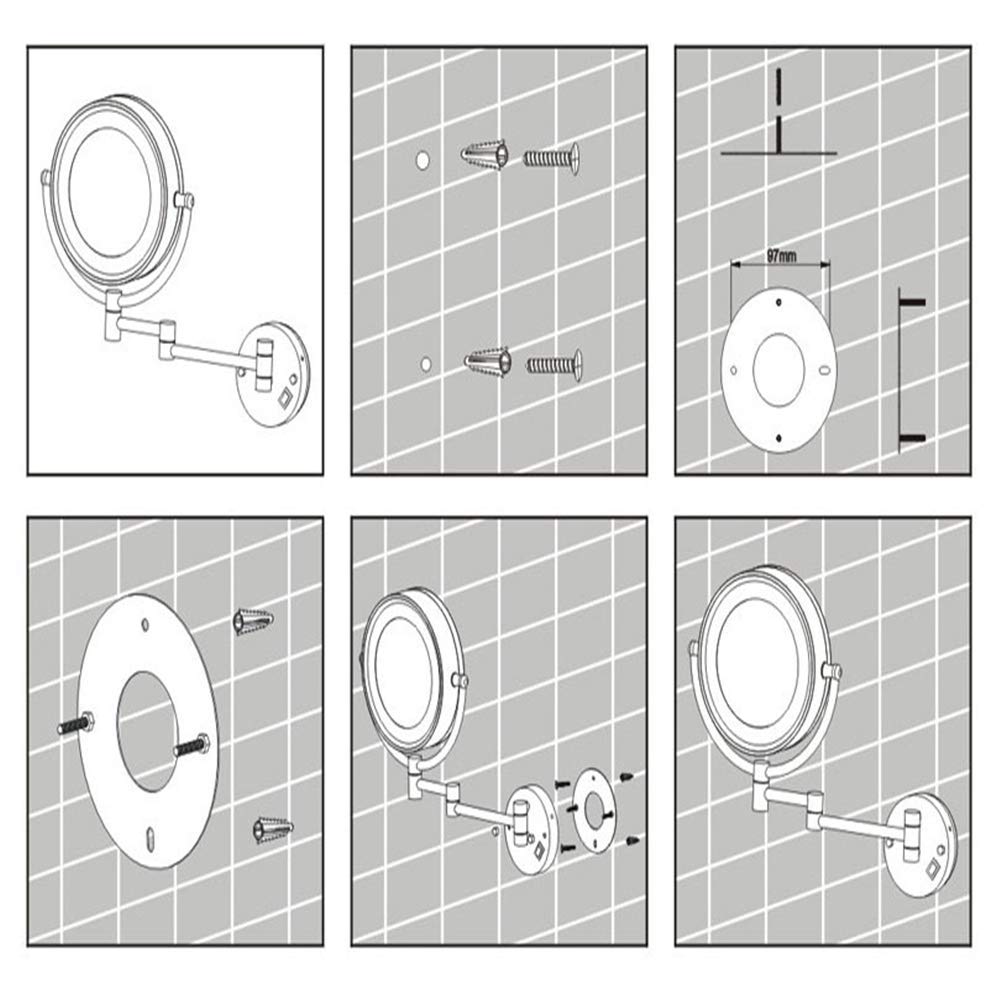 ESRADA Bathroom Mirror Makeup Mirror,3X Magnification Extendable Double Sided Bathroom Mirror Swivel Folding Round Shape Cosmetic Vanity Mirror (Metal 8inch 3X)