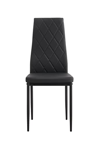 YISH W24138516 PU Leather Dining Chairs Armless Side Set of 4 with Metal Legs, Cushioned Seat Accent Backrest Living Room Kitchen Lounge, Black