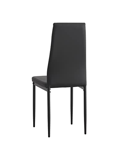 YISH W24138516 PU Leather Dining Chairs Armless Side Set of 4 with Metal Legs, Cushioned Seat Accent Backrest Living Room Kitchen Lounge, Black