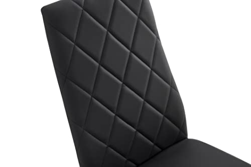 YISH W24138516 PU Leather Dining Chairs Armless Side Set of 4 with Metal Legs, Cushioned Seat Accent Backrest Living Room Kitchen Lounge, Black