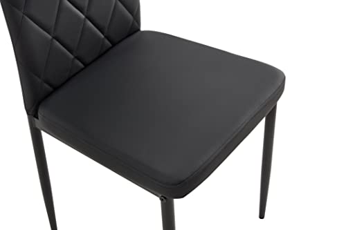 YISH W24138516 PU Leather Dining Chairs Armless Side Set of 4 with Metal Legs, Cushioned Seat Accent Backrest Living Room Kitchen Lounge, Black