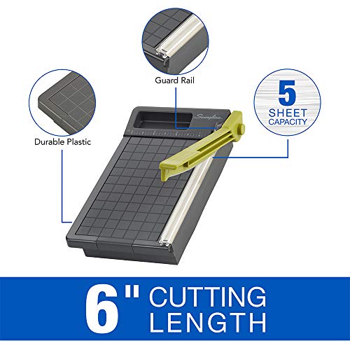 Swingline ClassicCut Compact Guillotine Trimmer, 6" Cut Length, 5 Sheet Capacity